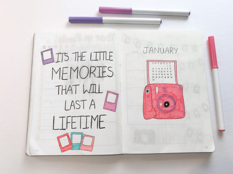 January Bullet Journal Setup: Polaroid Camera Theme - Andrea Peacock